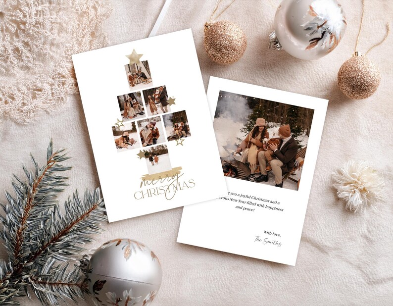 Editable Christmas Photo Card Template, Modern Holiday Card, DIY Card ...