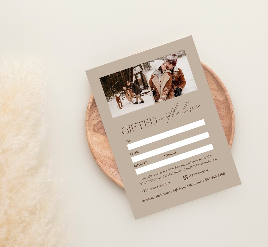Photographer Gift Certificate Template, Photography Gift Card CANVA ...