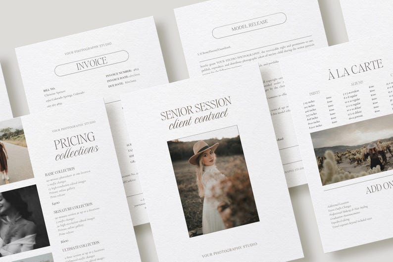 Senior Portrait Photography Contract Template Bundle (canva, Digital ...