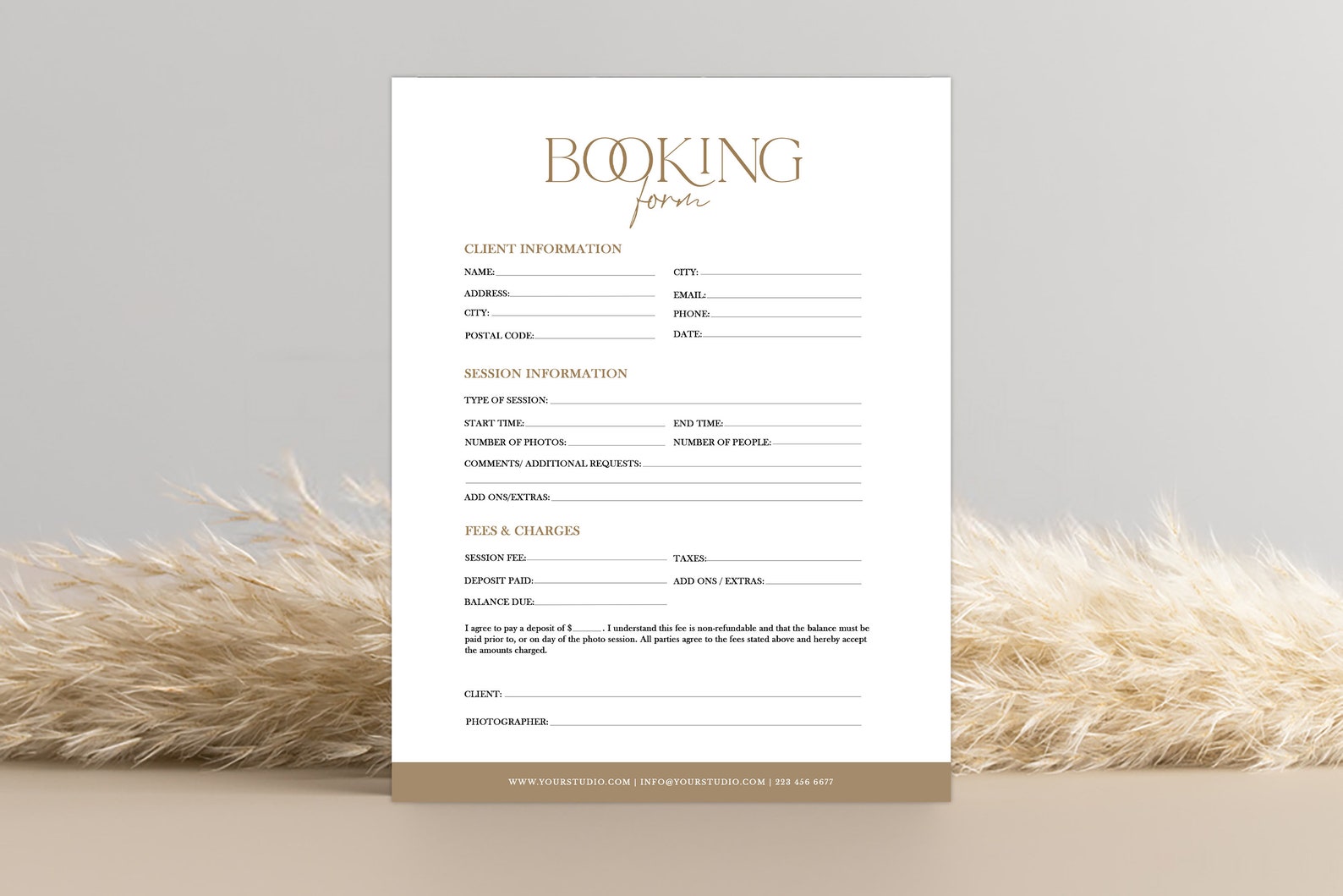 Client Booking Form for Photographer PHOTOSHOP Template for - Etsy