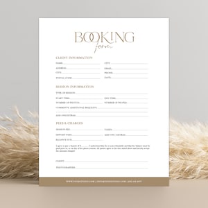 Client Booking Form for Photographer, PHOTOSHOP Template for ...