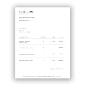 Invoice Photography Invoice Template Invoice Template | Etsy