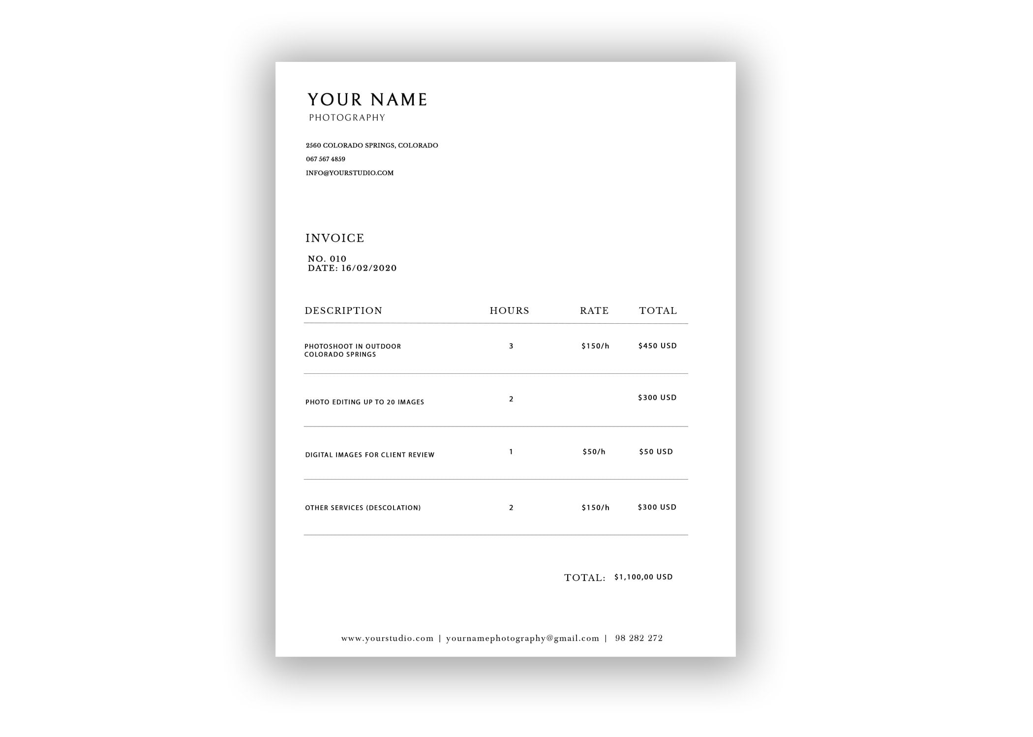 Invoice Photography Invoice Template Invoice Template | Etsy