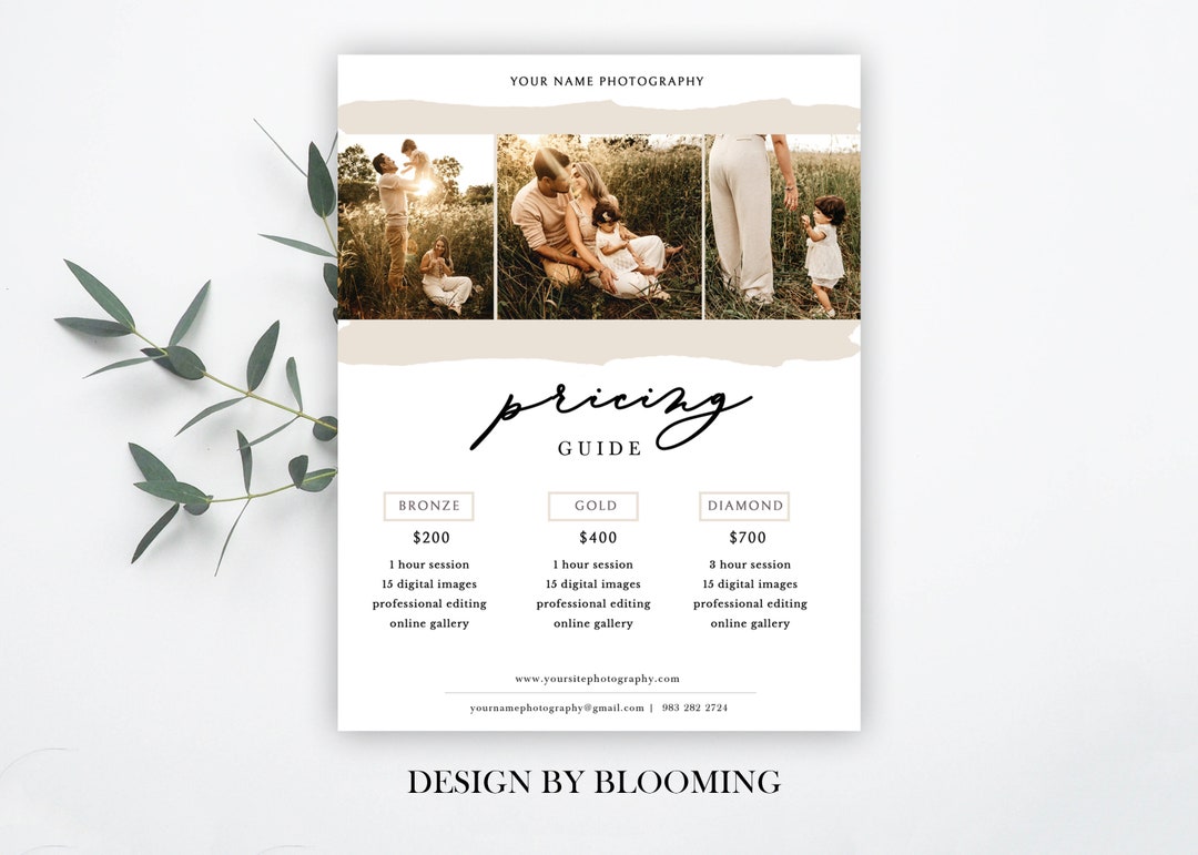 Photography Price Guide Template: Marketing Brochure (PSD) - Etsy