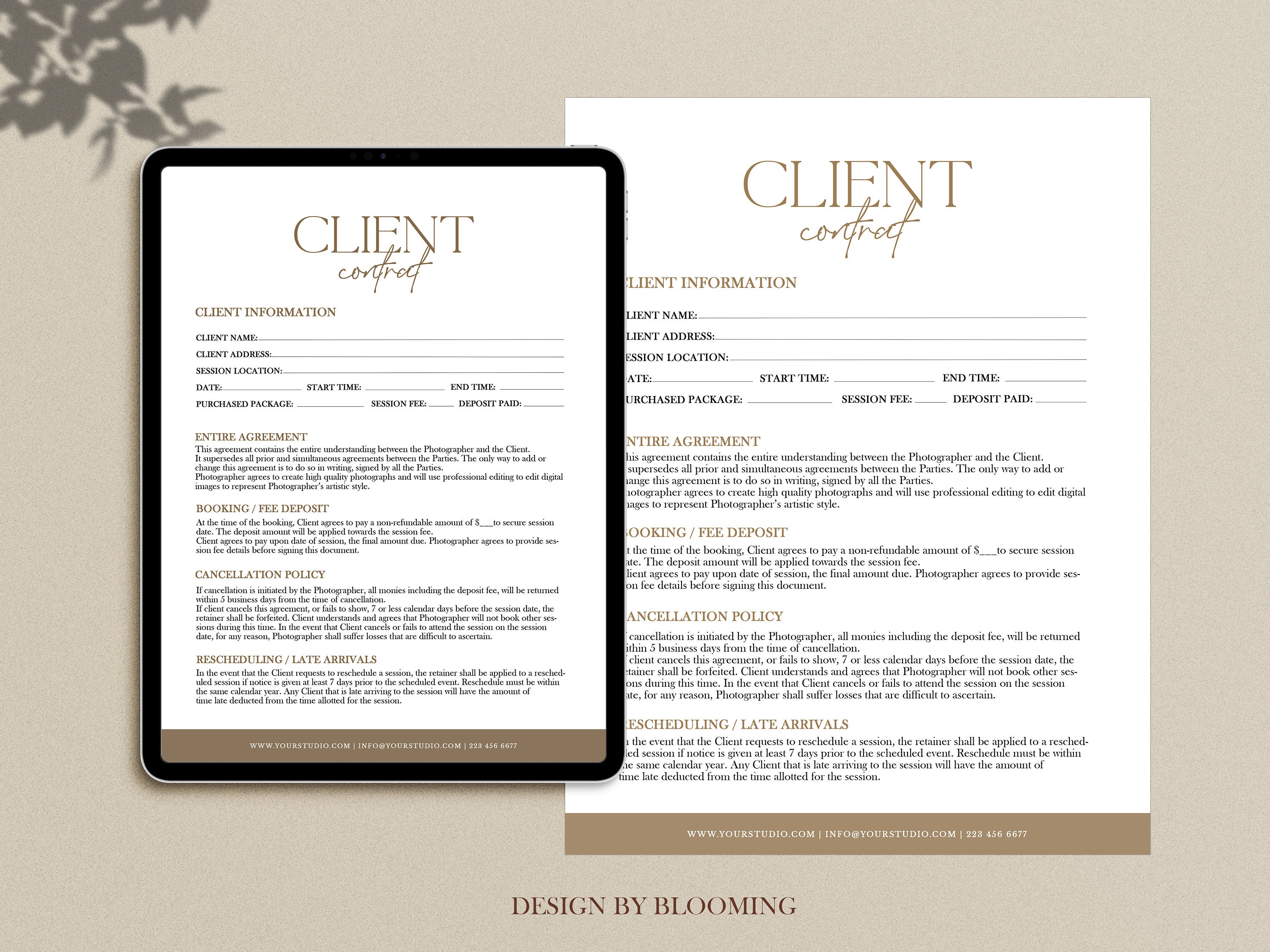Photography Client Contract Template Business Form for - Etsy