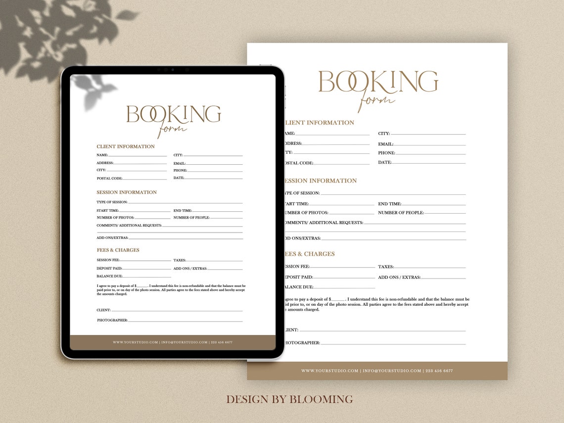 Client Booking Form for Photographer PHOTOSHOP Template for - Etsy