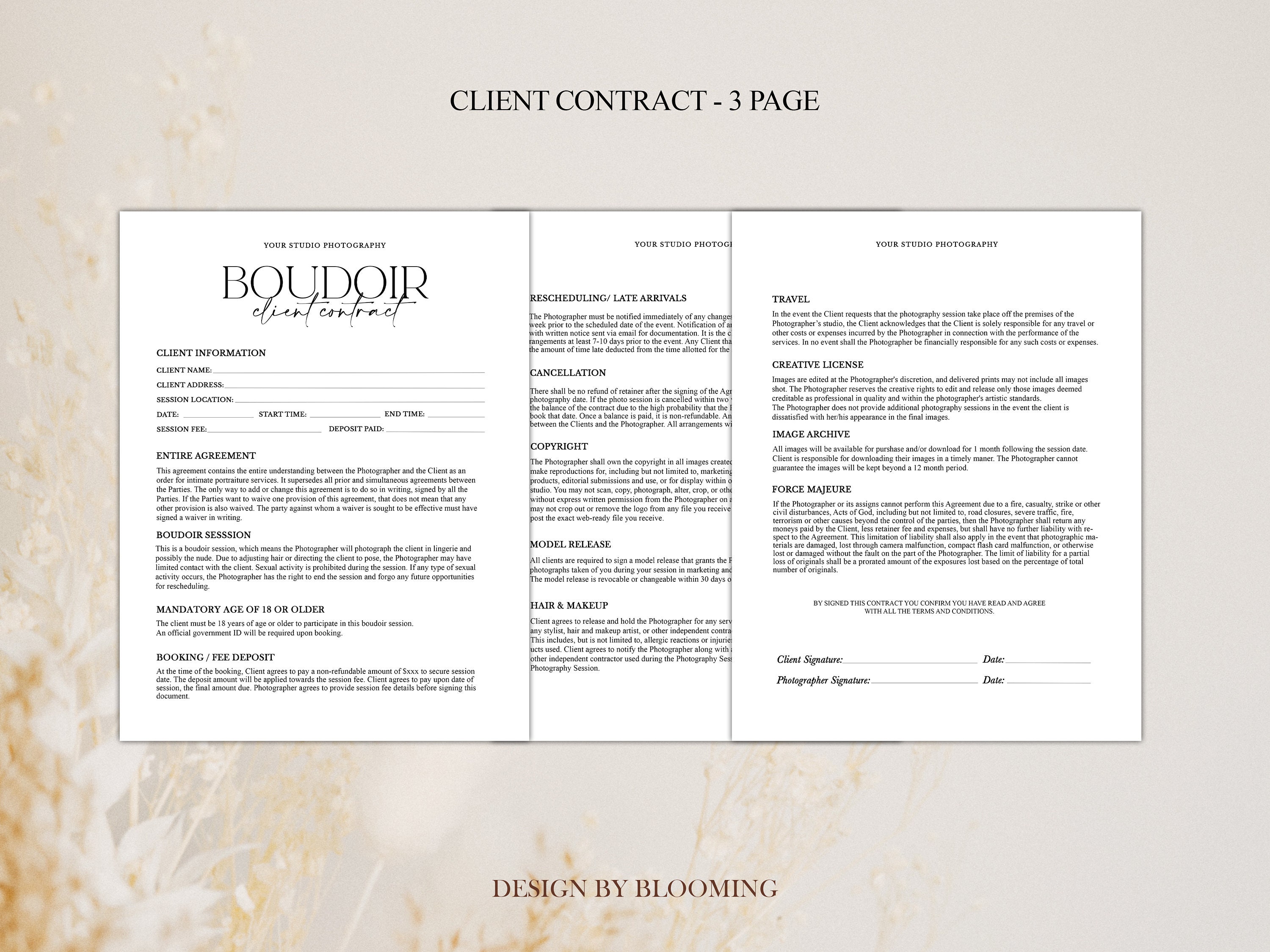 Boudoir Photography Forms Bundle Pricing Guide/list Template - Etsy