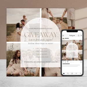 Photography Giveaway Template, Social Media Contest (CANVA & PHOTOSHOP ...