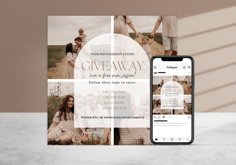 Photography Giveaway Template CANVA & PHOTOSHOP Contest - Etsy