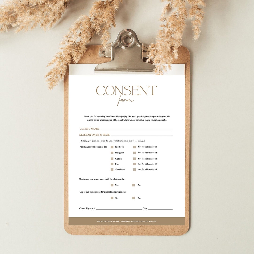Photography Consent Form Template, Client Photo Release (PHOTOSHOP) - Etsy