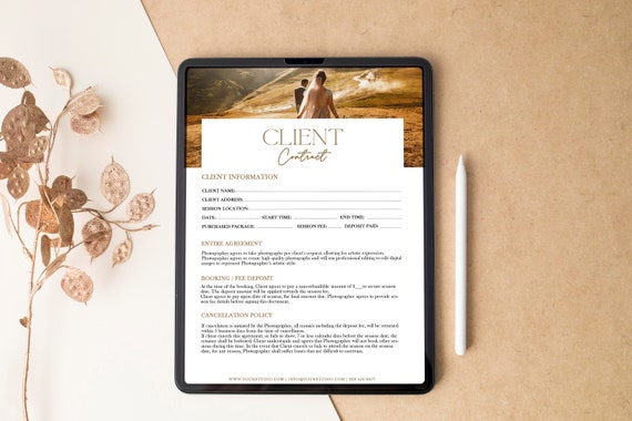 Photography Client Contract Template Form for Photographers - Etsy