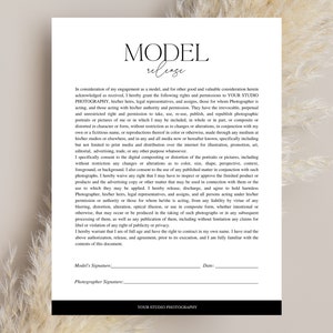 Photography Model Release Form Template, Canva Template for ...