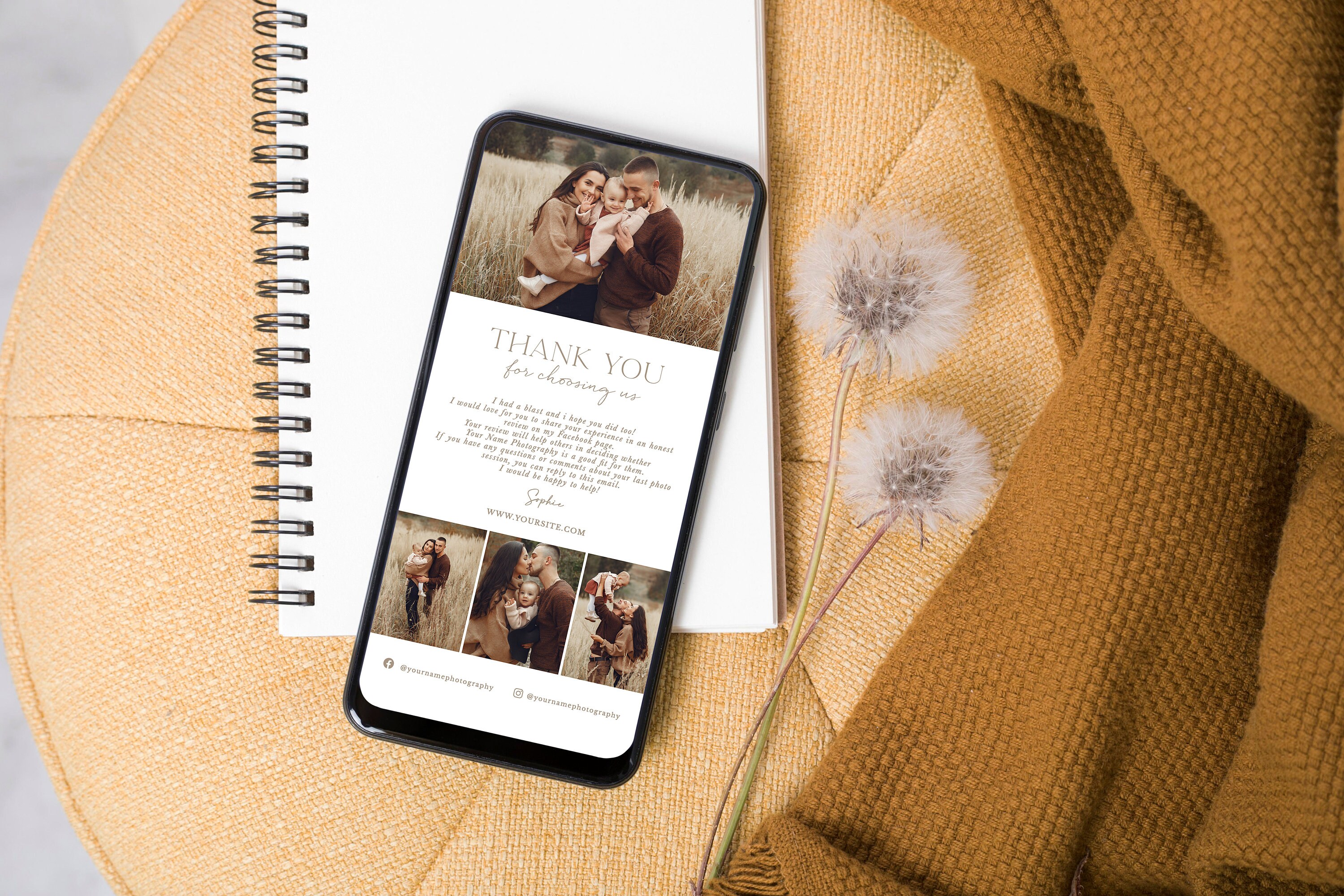 Photographer Thank You Email Template, Client Feedback (PHOTOSHOP) - Etsy