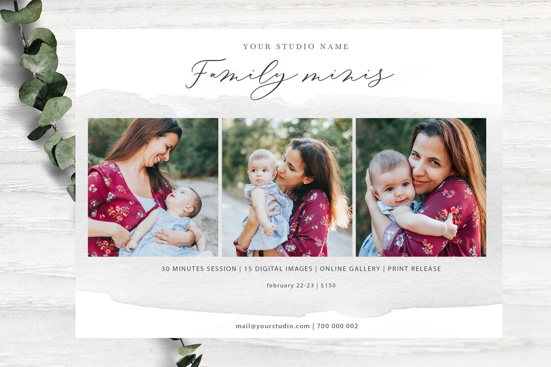 Family Mini Session Template, Photography Marketing, Photoshop Template ...