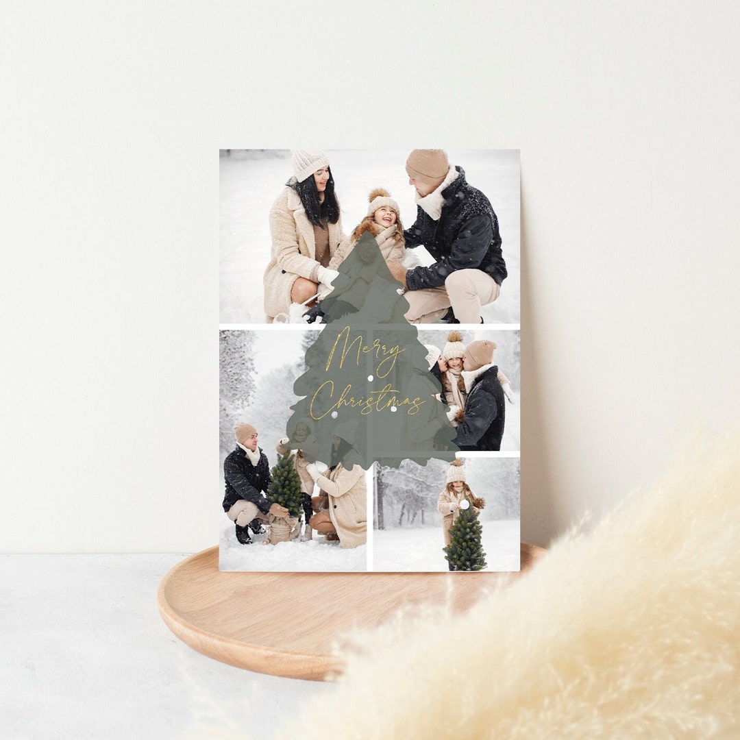 Christmas Card Template, CANVA Printable Christmas Card, Boho Holiday ...