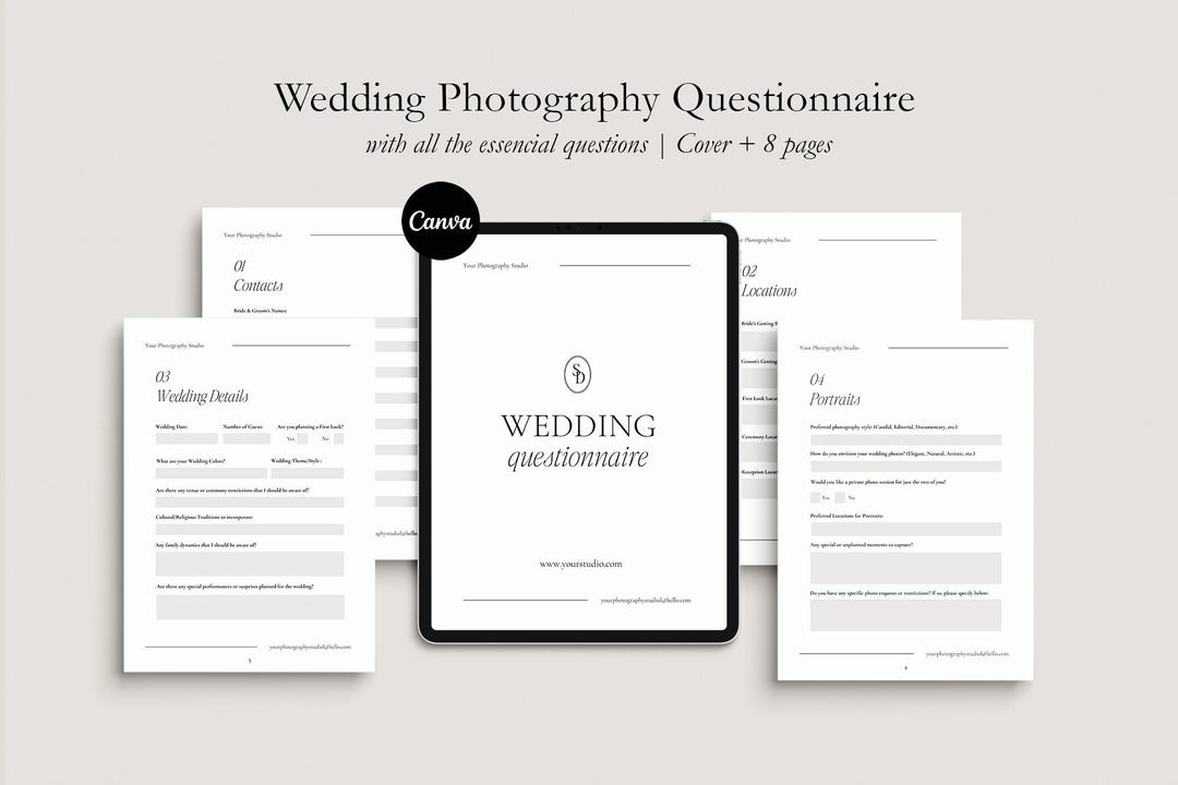 Wedding Photography Questionnaire Template: Client Booking Form (CANVA ...