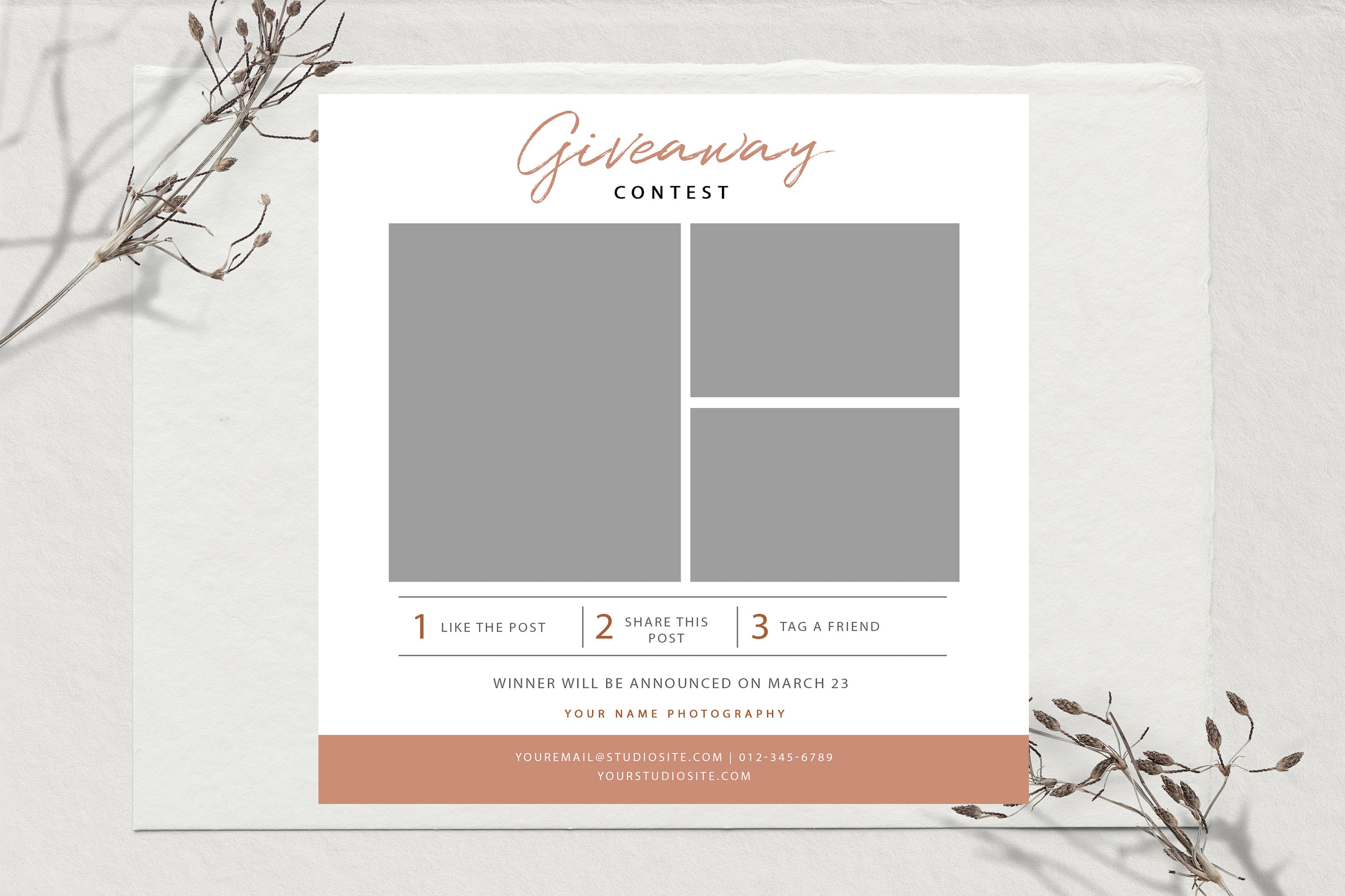 Photography Giveaway Template Contest Template Facebook | Etsy
