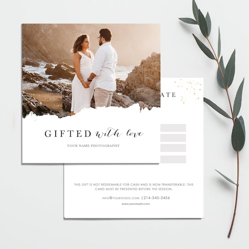 Photographer Gift Certificate Template Photography Gift Card - Etsy