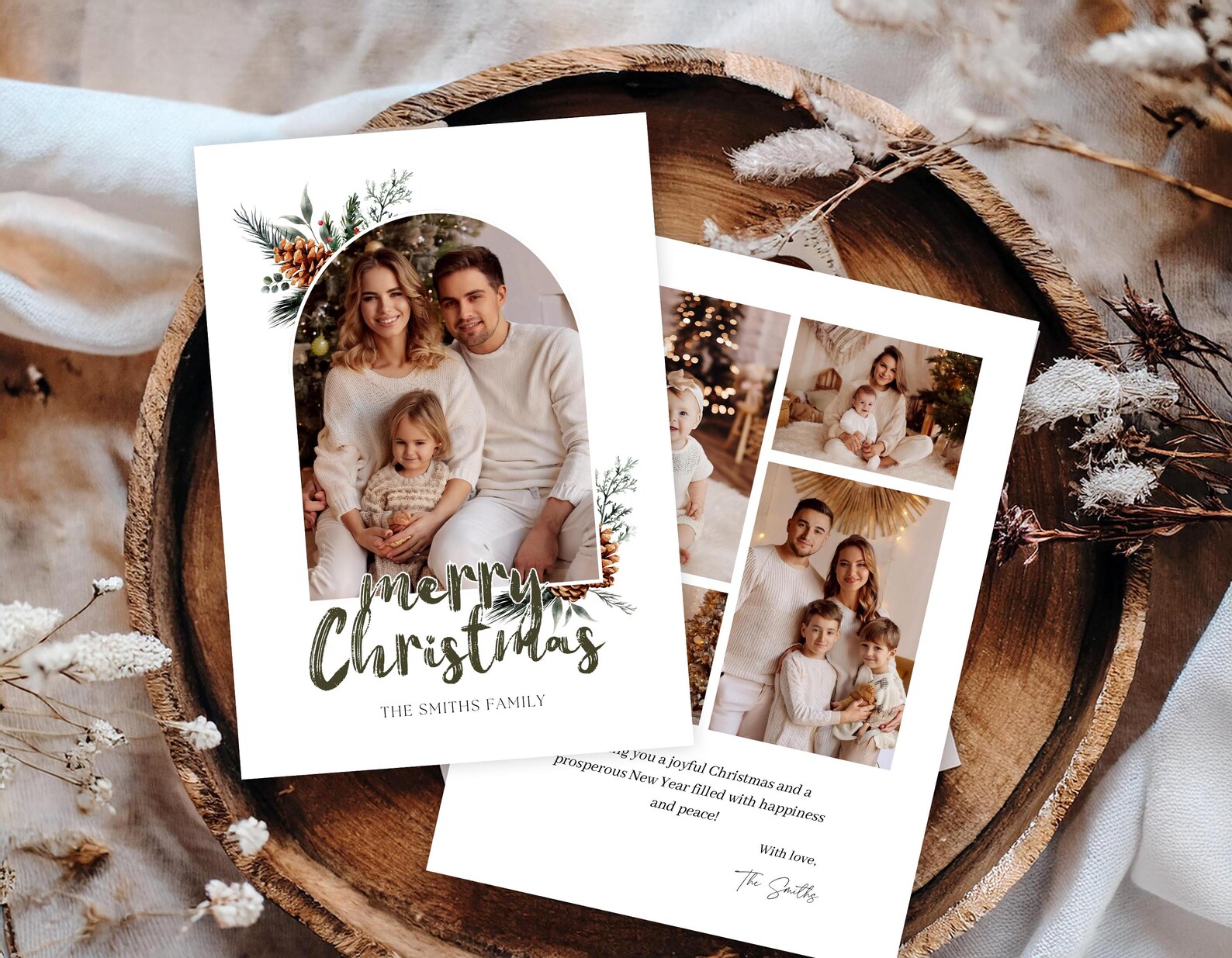 Editable Christmas Photo Card Template, Modern Holiday Card, DIY Card ...