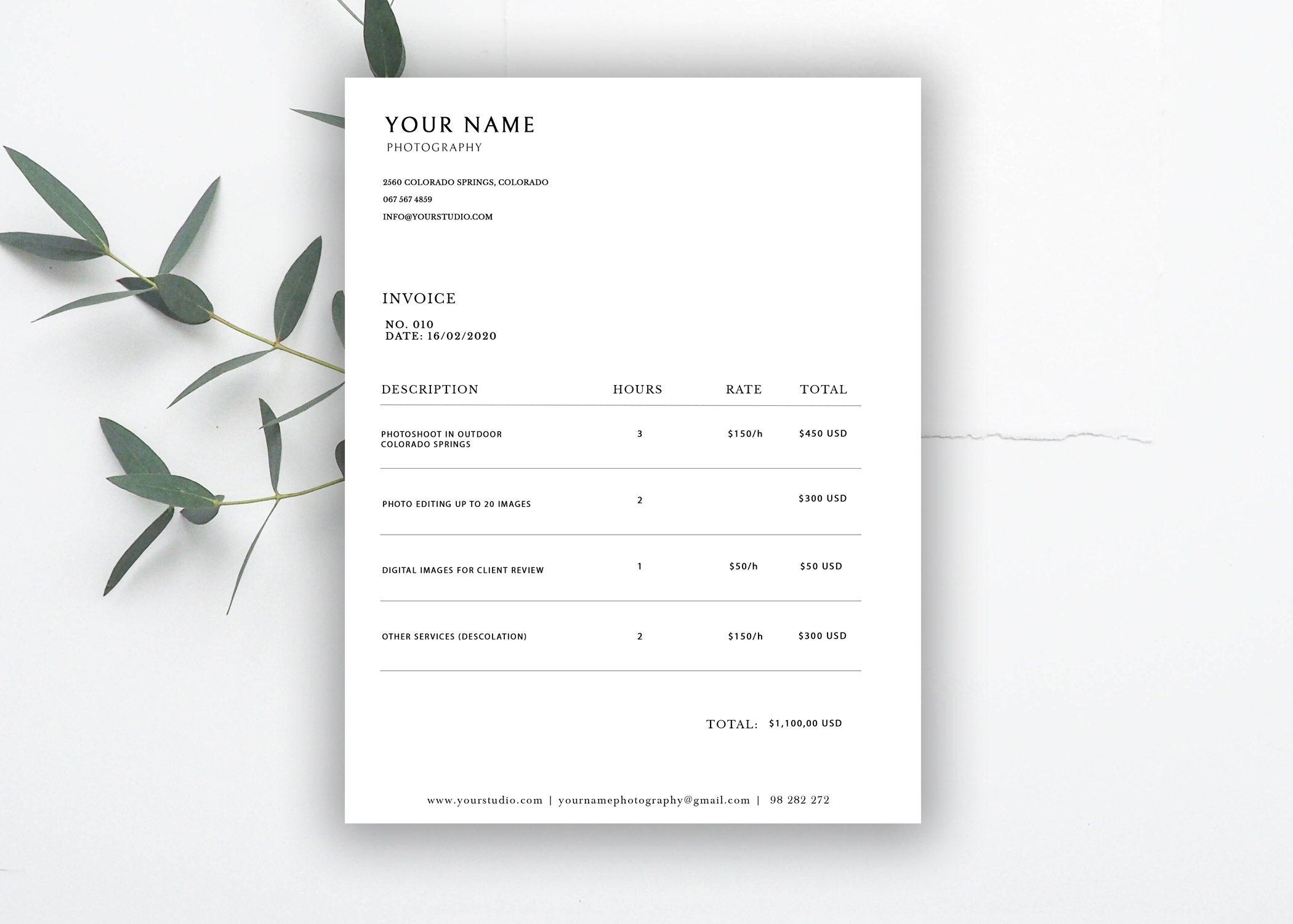 Invoice Photography Invoice Template Invoice Template | Etsy