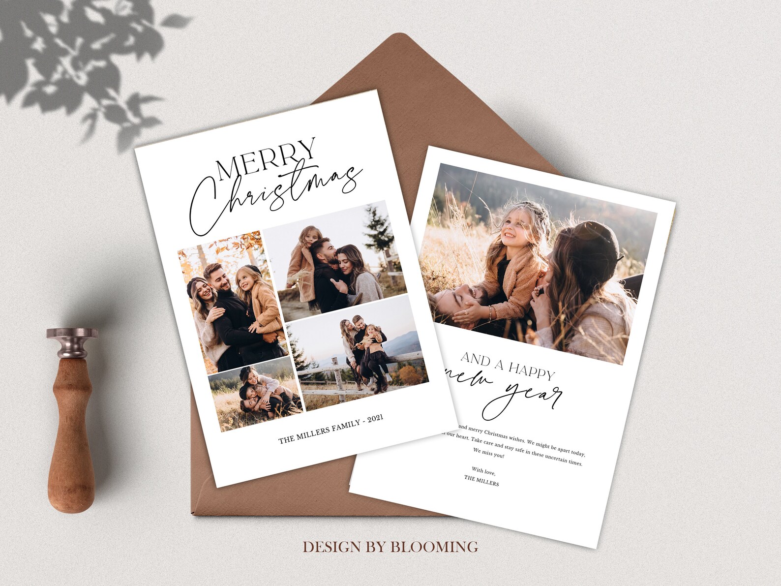 Boho Christmas Photo Card Template, Editable Holiday Card (digital ...