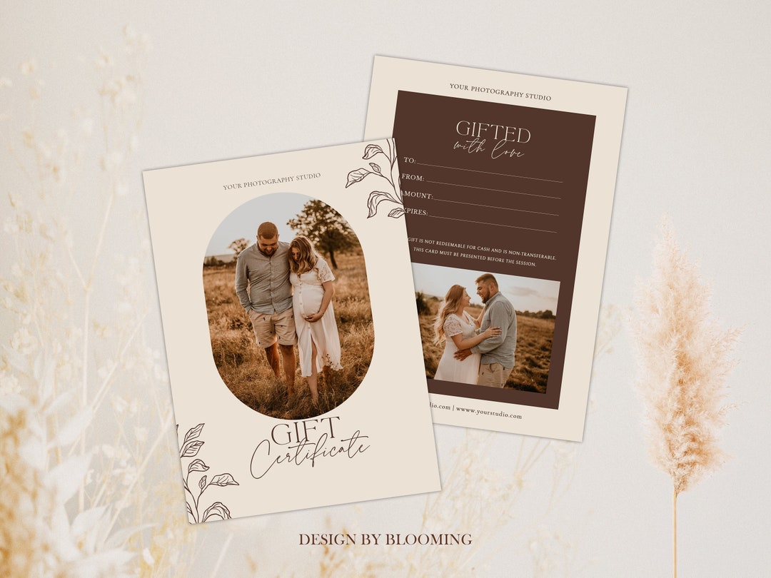 Photographer Gift Certificate Template, Photography Gift Card, Gift ...