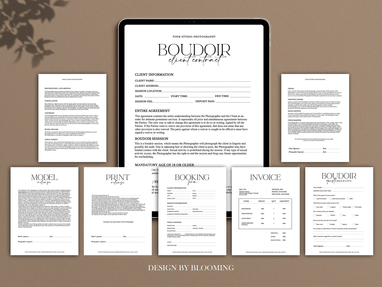 Boudoir Photography Forms Bundle Boudoir Client Contract - Etsy