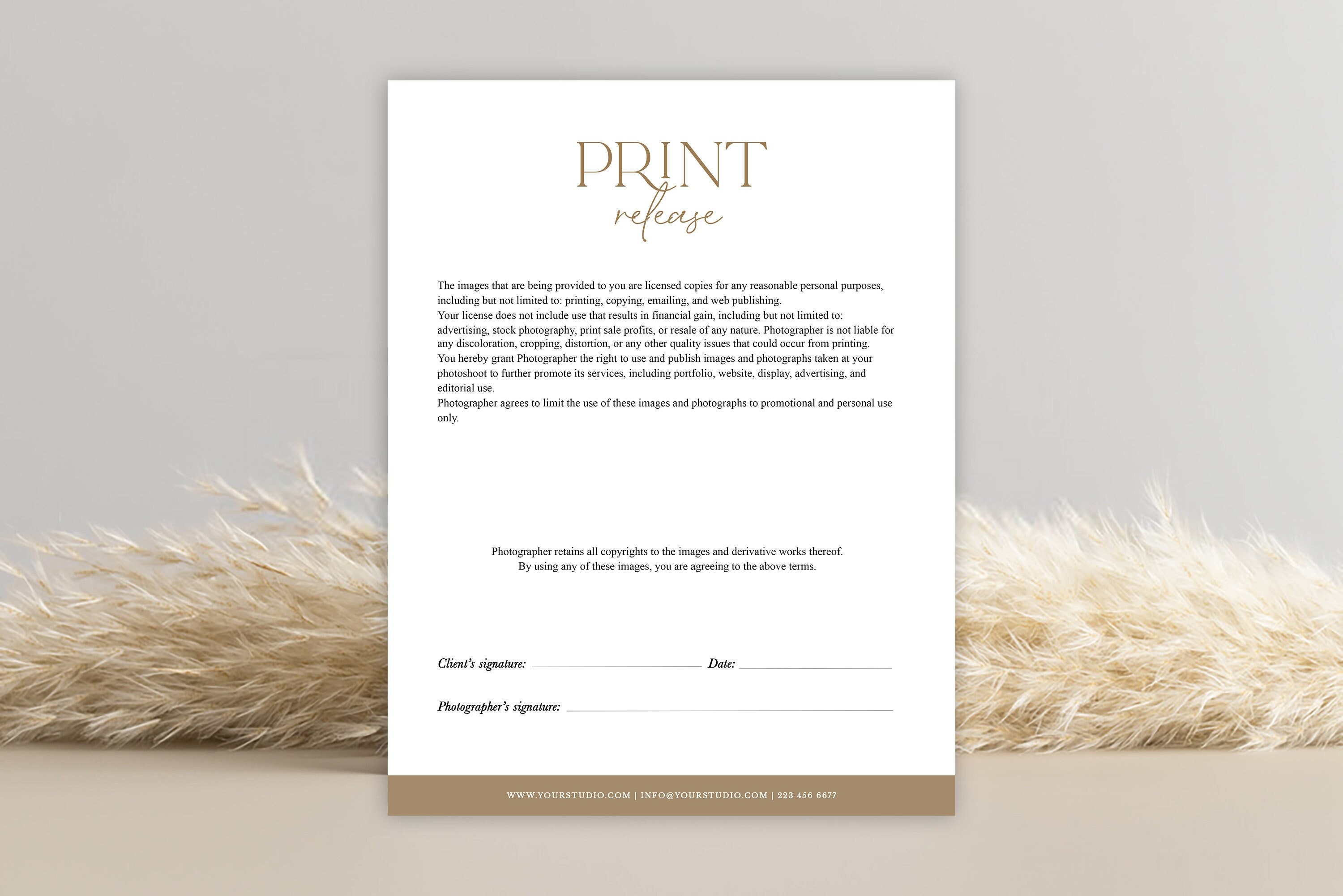 Photography Print Release Template: Customizable Photoshop Form ...