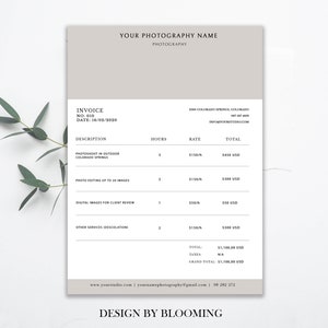 Wedding Photography Invoice Template: Minimalist Photoshop Design (PSD ...