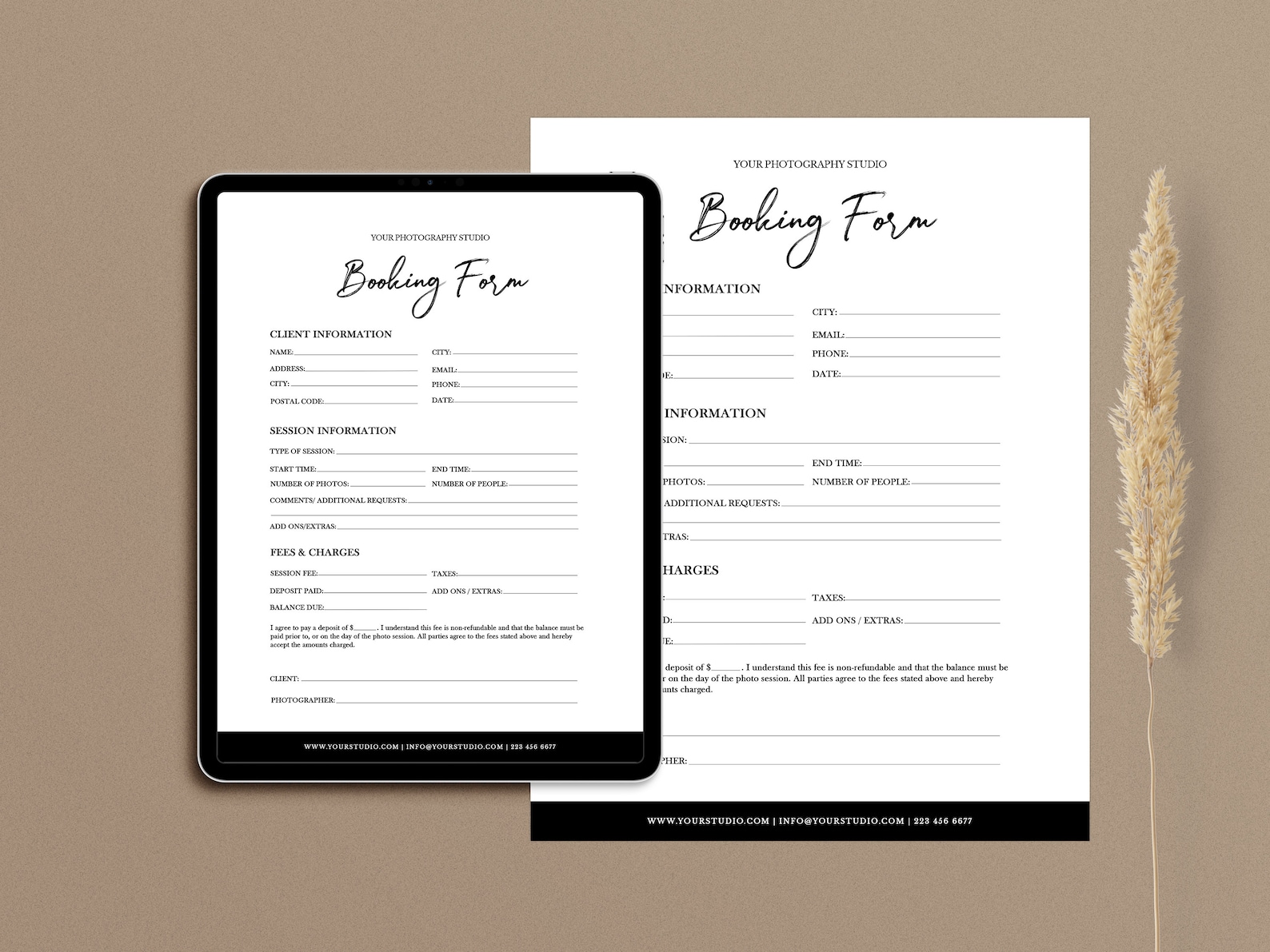 Photography Forms Client Booking Form for Photographer | Etsy