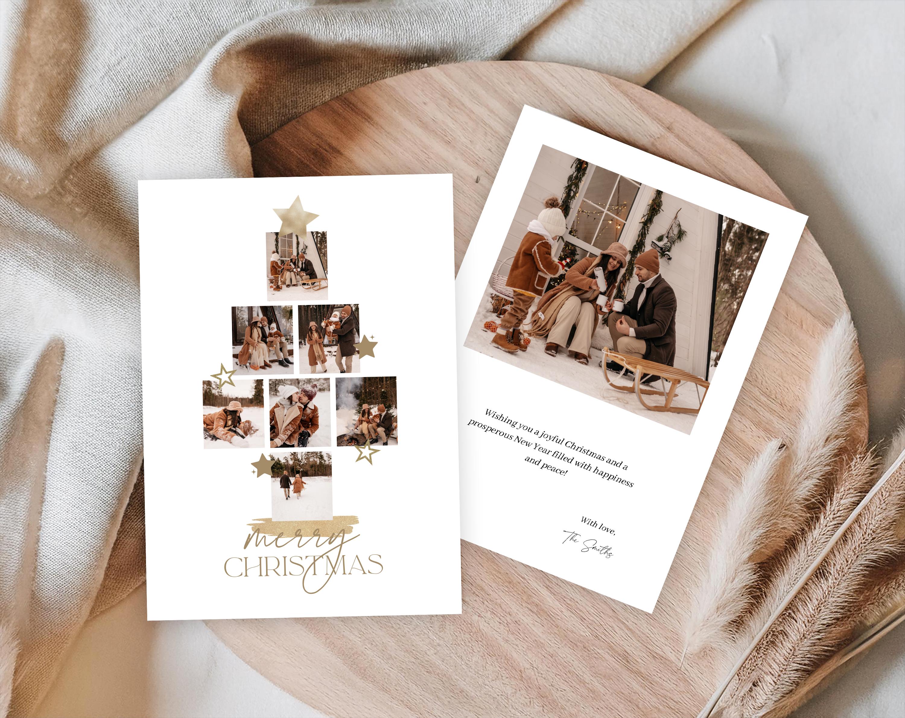 Editable Christmas Photo Card Template, Modern Holiday Card, DIY Card ...