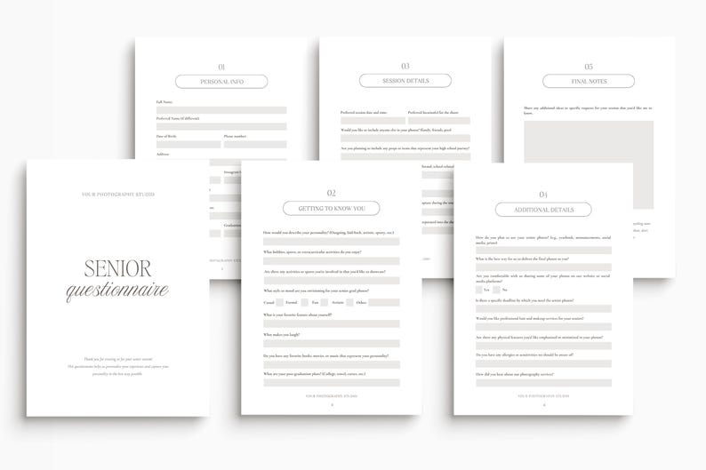 Senior Portrait Photography Contract Template Bundle (canva, Digital ...
