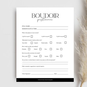 Boudoir Photography Forms Bundle: Pricing, Contract, Questionnaire ...