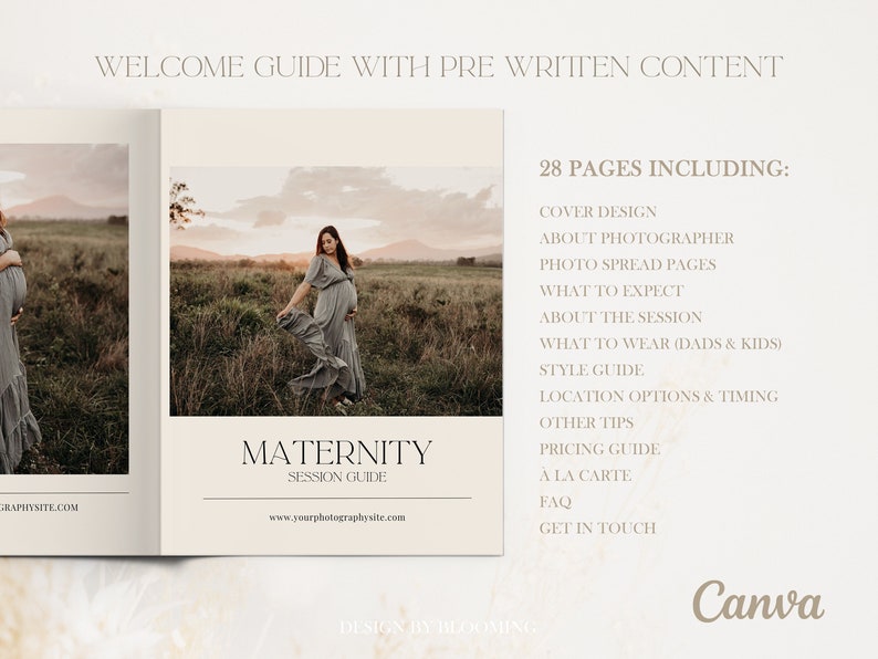 CANVA Maternity Photography Session Guide Template, Marketing Brochure ...