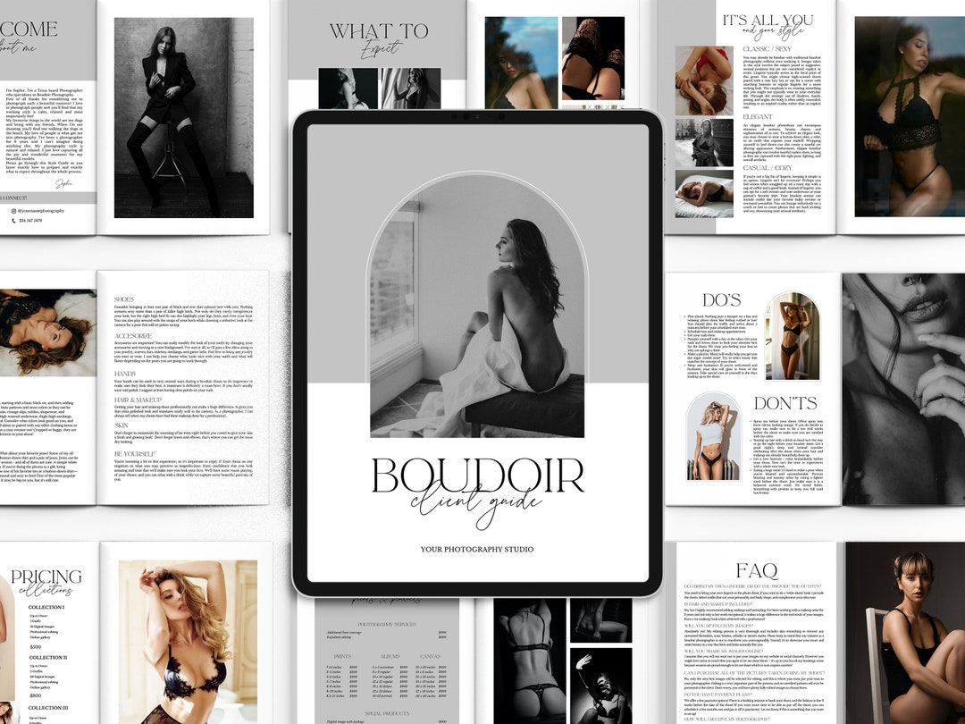 Boudoir Photography Session Guide, CANVA Template, Boudoir Style Guide & Price Guide, Client ...