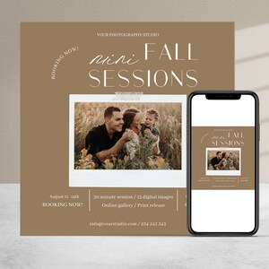 Fall Mini Session Template, Autumn Mini Session, Instagram Post Ad ...