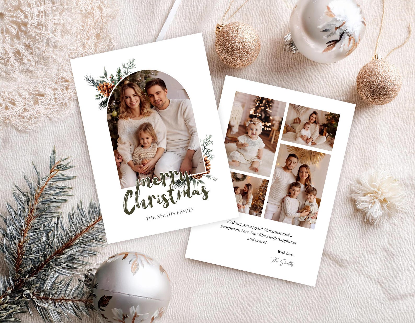 Editable Christmas Photo Card Template, Modern Holiday Card, DIY Card ...
