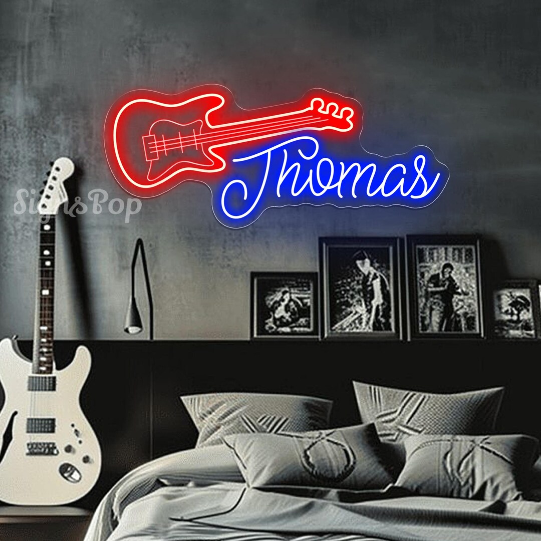 Custom Guitar Name LED Sign,guitar Name Sign, Gifts for Music Lovers ...