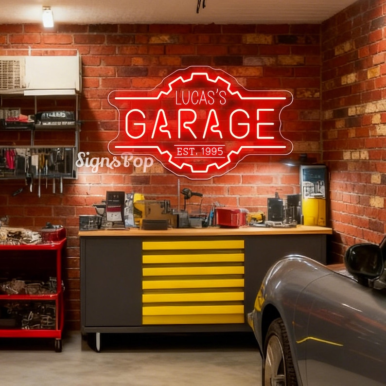 Custom Garage Neon Signs, Personalized Man Cave Decor, Garage LED Sign ...