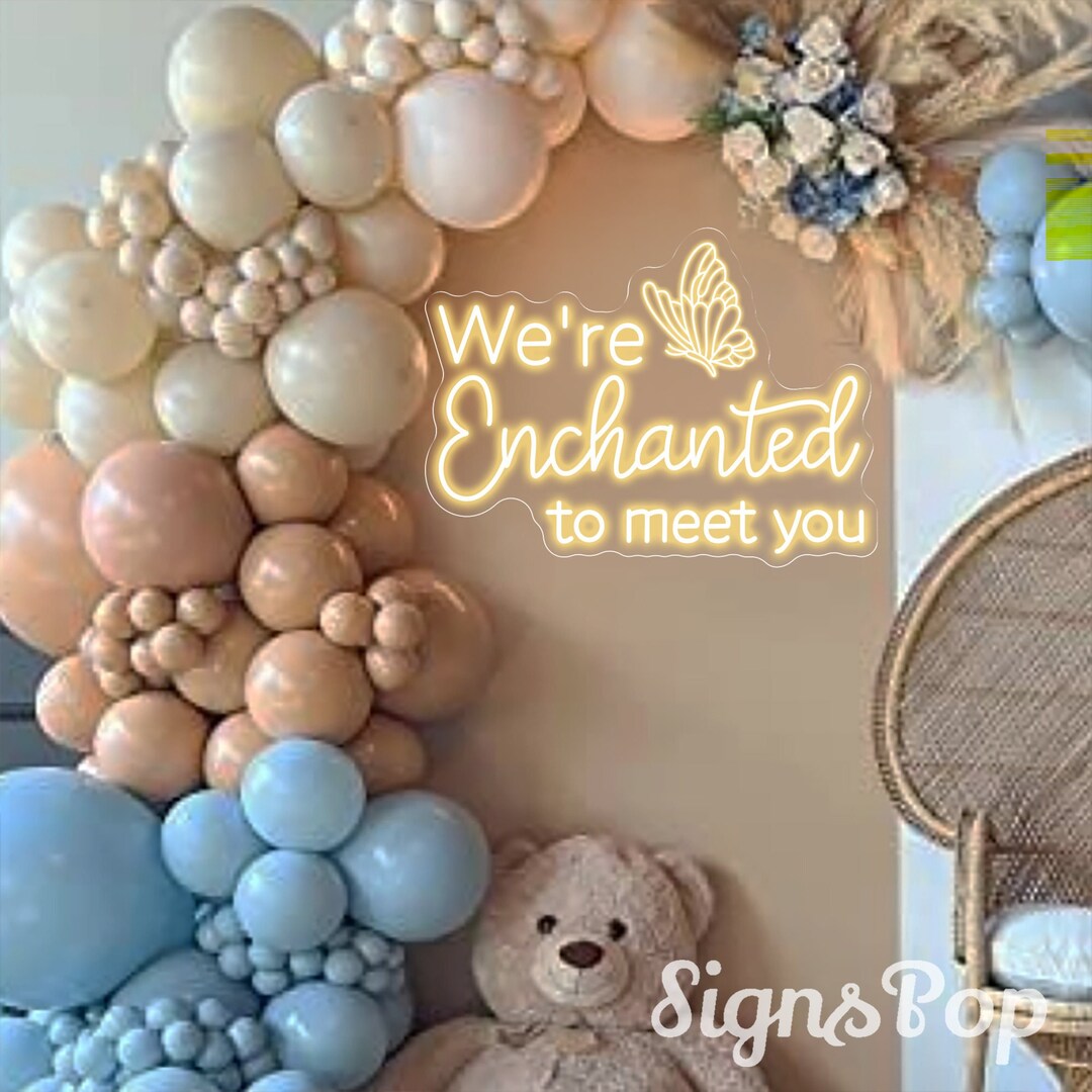 We’re Enchanted to Meet You Neon Sign, Baby Shower Sign, Baby Shower ...