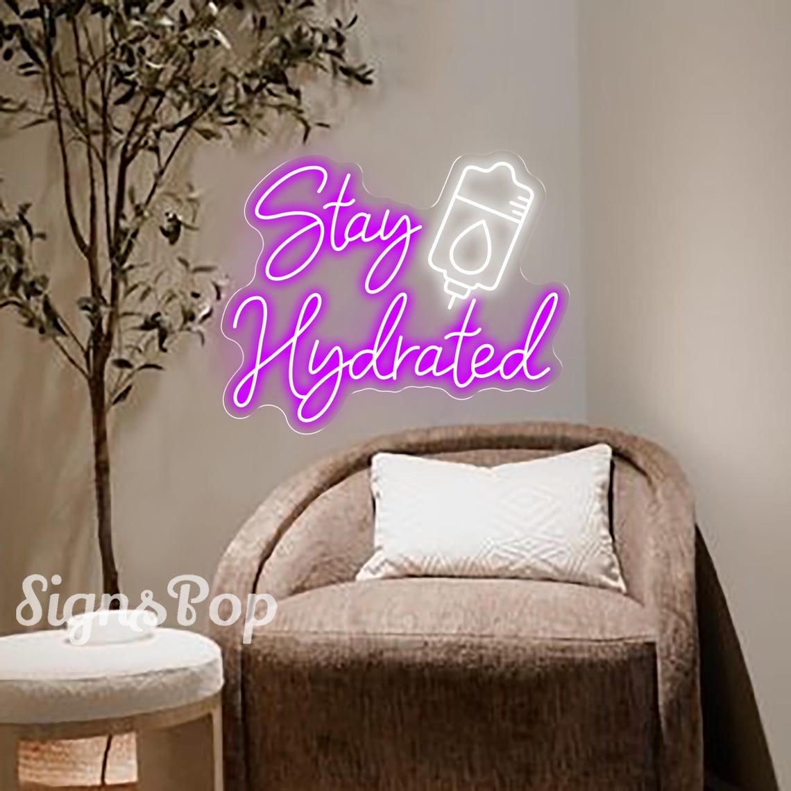 Stay Hydrated Neon Sign,iv Drip Therapy Wall Art,therapy LED Lights Iv ...