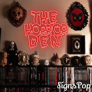 The Horror Den Neon Sign, Gothic Decor, Horror Movie Merch, Custom Dark ...