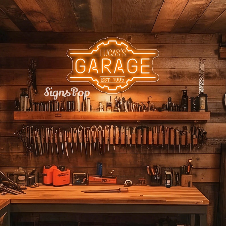 Custom Garage Neon Signs, Personalized Man Cave Decor, Garage LED Sign ...