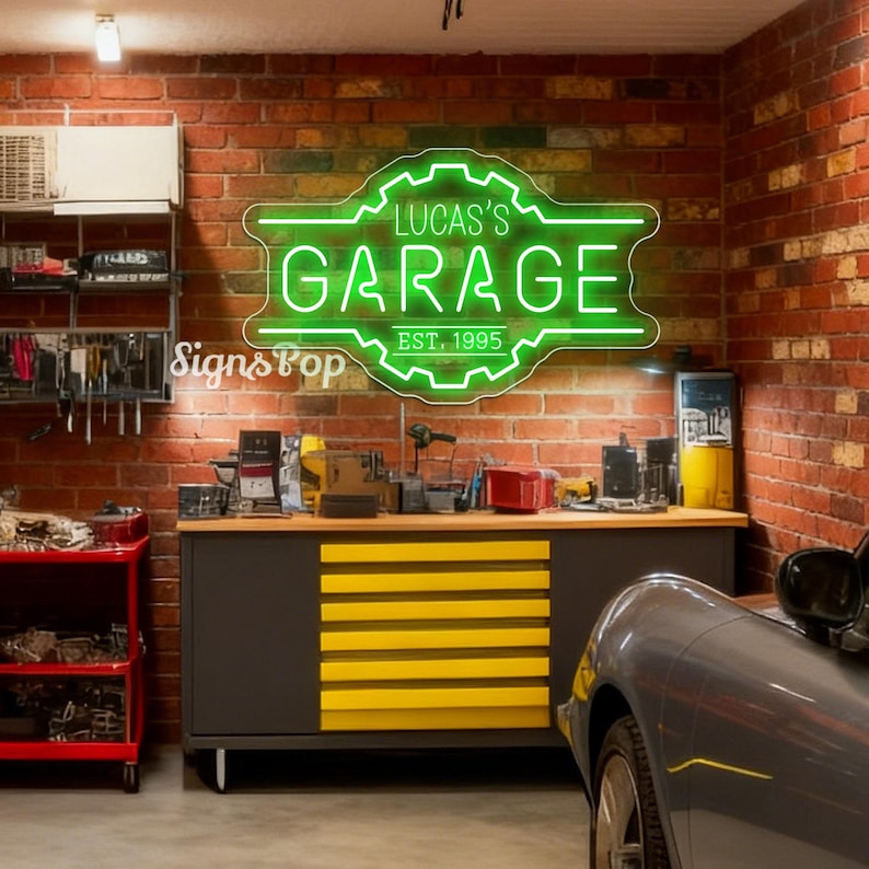 Custom Garage Neon Signs, Personalized Man Cave Decor, Garage LED Sign ...