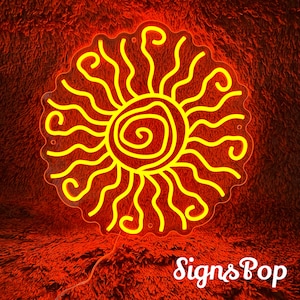 Wacky Sun Neon Light,wacky Sun Wall Art,hippie Fun Wacky Sun,wacky Sun ...