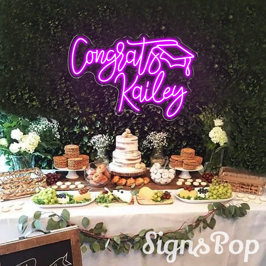 Congrats Grad Neon Sign, Custom Congrats Name Neon Sign, Personalized ...