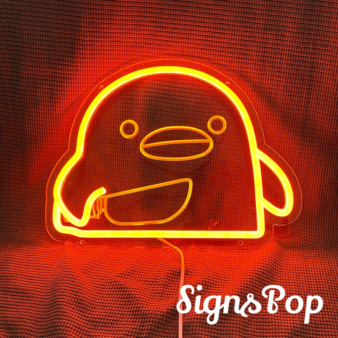 Duck With Knife Neon Sign Wall Art Decor,cartoon Decor ,bedroom Decor ...