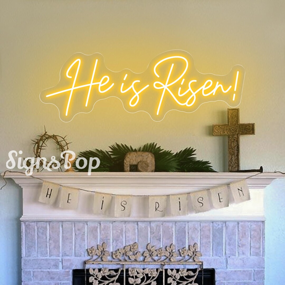 He is Risen Neon Sign, Customeaster Christian Wall Sign Art,jesus ...