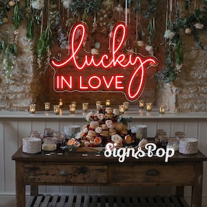 Lucky in Love Neon Sign,custom Wedding Neon Light,wedding Engagement ...