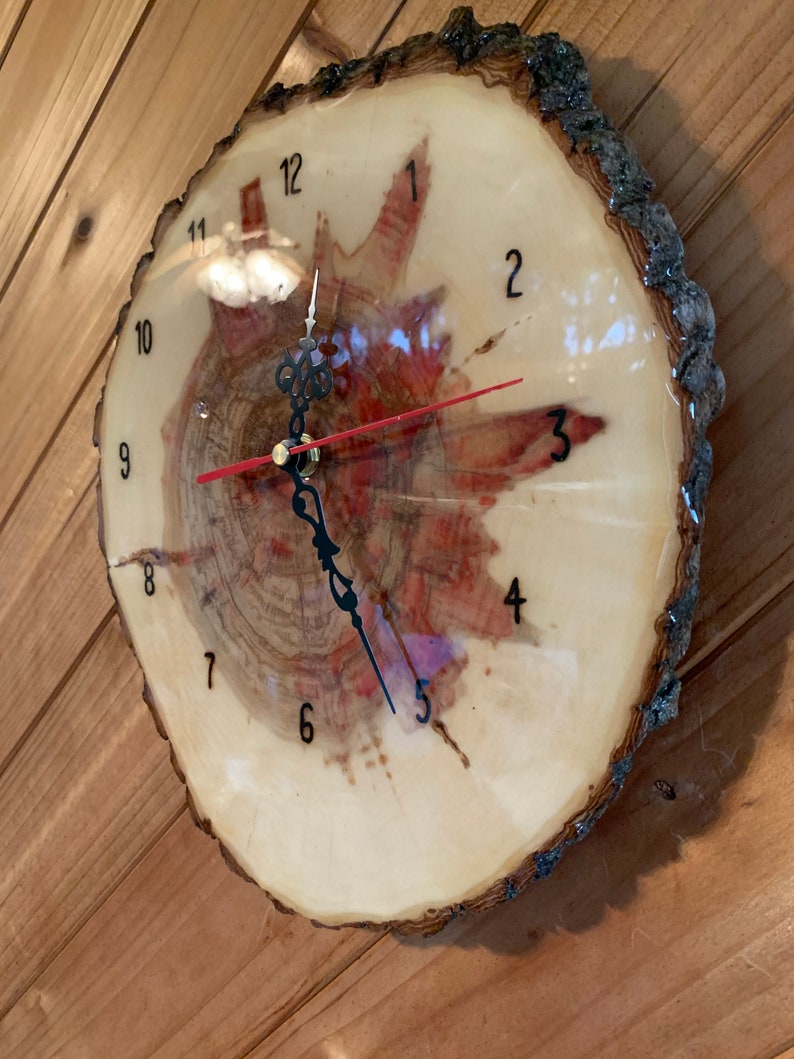 Red Flame Box Elder Live Edge Clock With Epoxy Coating | Etsy